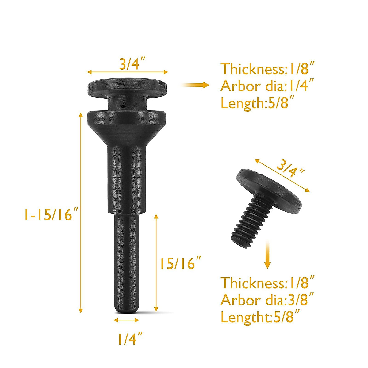 2 Set Mounting Mandrel for Cut-Off Wheels W/3/8" Arbor Hole, 1/4" Stem Shaft for Die Grinder Rotary Tool