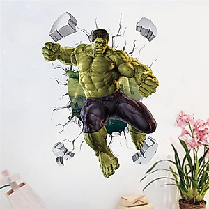 AOLIGL Avengers Hulk Wall Stickers DIY Violent Muscle Monster Hulk Giant Wall Decal Children's Cartoon Bedroom Background Wall Decoration Self-Adhesive Wall Sticker (Size 17.7 * 23.7 inch)