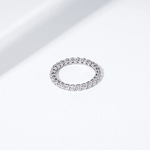 Amazon Essentials Platinum Plated Sterling Silver All-Around Ring set with Round Infinite Elements Cubic Zirconia (1 cttw), Size 5 (previously Amazon Collection)