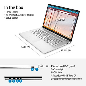 HP 17inch Screen Laptop| Windows 11| AMD Ryzen 5 5500U| FHD IPS Display Fast Charge| USB Type-C| Webcam| HDMI Cable (32GB RAM | 1TB PCIe SSD)