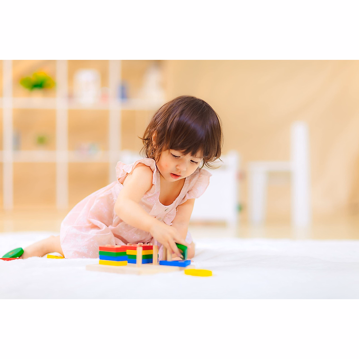 PlanToys (2403 Wooden Geometric Sorting Board Sustainably Made from Rubberwood and Non-Toxic Paints and Dyes