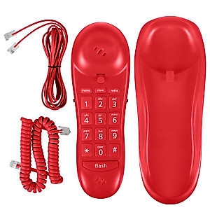 Slimline Red Colored Phone for Wall Or Desk with Memory