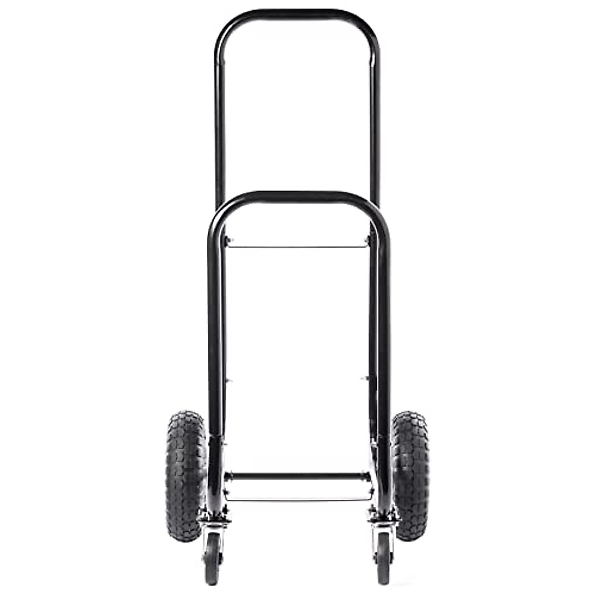 Gardenised Black Firewood Rack Outdoor Indoor, Heavy Duty Firewood Carrier with Front Wheels Wood Fireplace Tool Rack, Rolling Storage Cart Cover Included