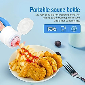 Timiuu 4-Pack 2oz. Squeeze Salad Dressing Bottles with Cleaning Brush | Small Salad Dressing Containers to Go | Portable Sauce Bottle Condiment Bottles | Food-grade Silicone, BPA Free