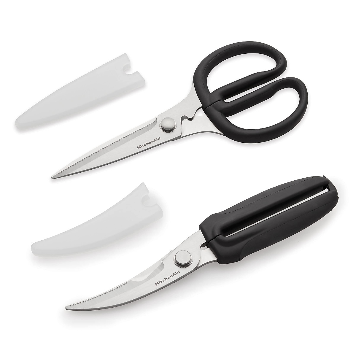 KitchenAid Stainless Steel All Purpose and Poultry Shears Set with Soft Touch Handles, 2 Piece, Black