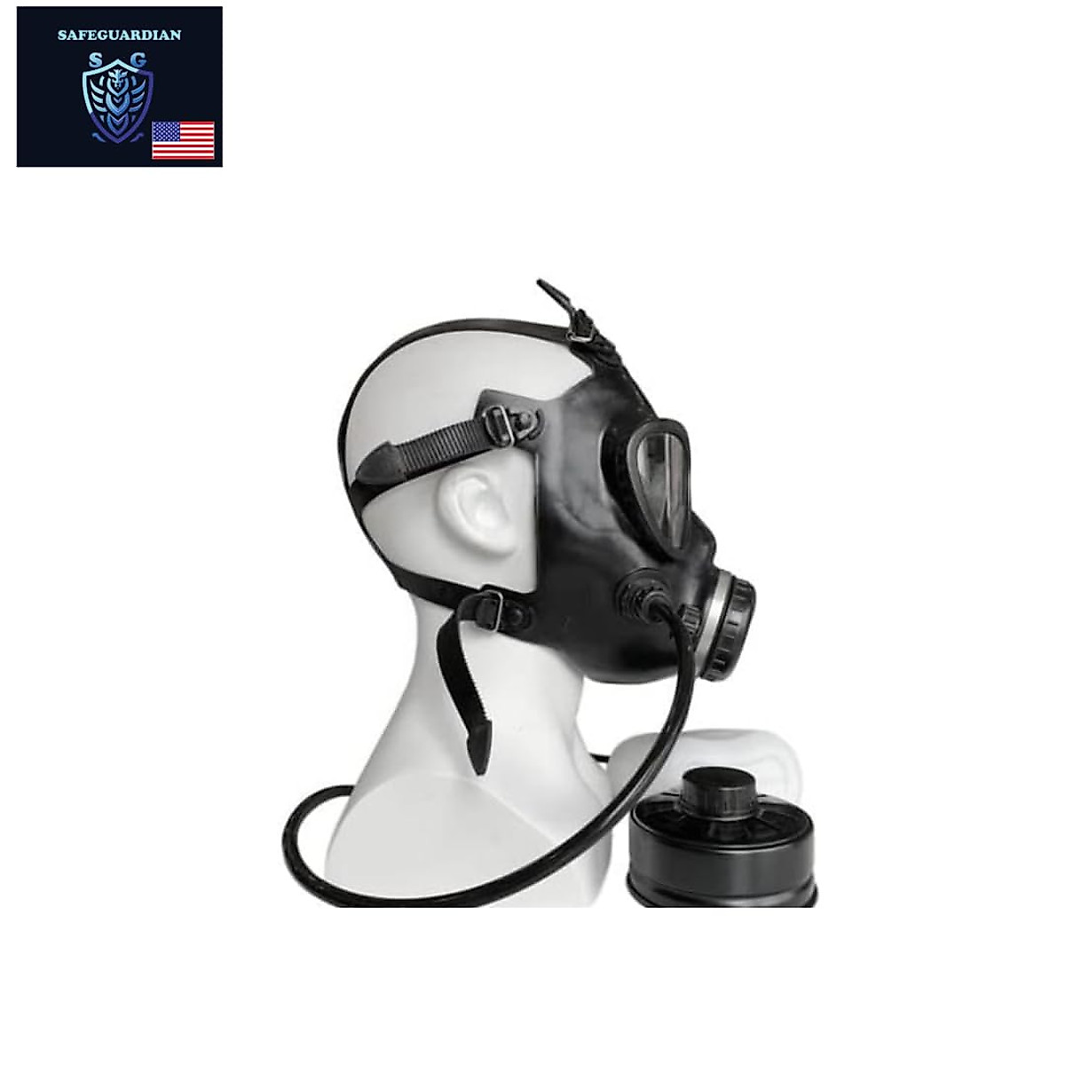 SafeGuardian Gas Mask Face Respirator CBRN Mask Israeli Military Grade Mask Survival & Tactical Gas Mask for Chemical Fumes, Particulates, and Smoke Protection, Military Grade Construction