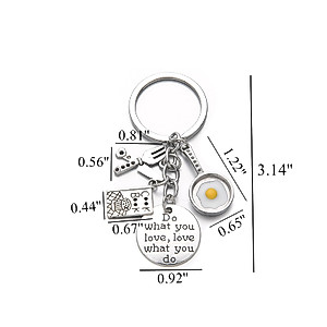 PHAETON 20PCS Kitchen Home Cooking Key Ring Fried Egg Pan Cook Book Tableware Key Chain Small Charm Chef Keychain Baking Accessories Keychain