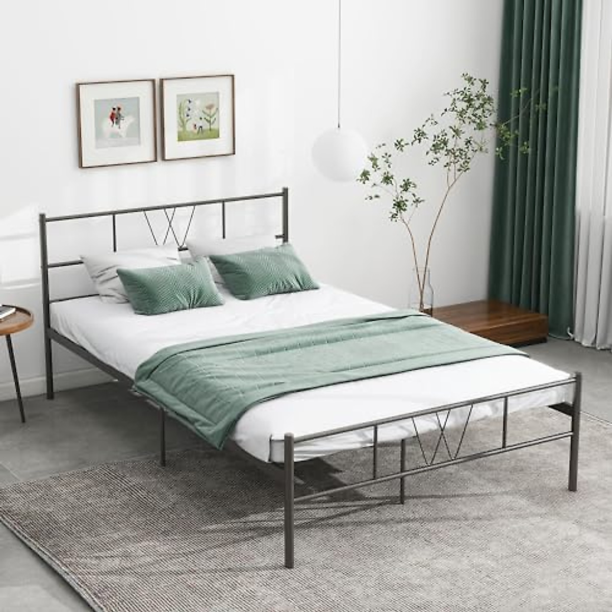 Wonder Comfort Twin Size Bed Frame Metal Platform with Headboard and Footboard/11 Inch Underbed Storage/Firm Support & Easy Set up Structure, Black