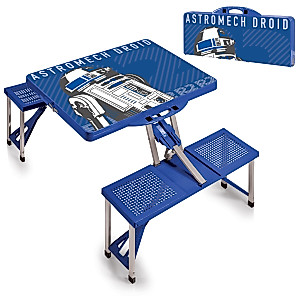 PICNIC TIME Star Wars R2-D2 Folding Picnic Table, Camping Table, Outdoor Table with Umbrella Hole, (Royal Blue)