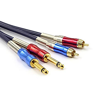 Disino Dual 1/4 inch TS to Dual RCA Stereo Audio Interconnect Cable Patch Cable Cords -3.3 ft