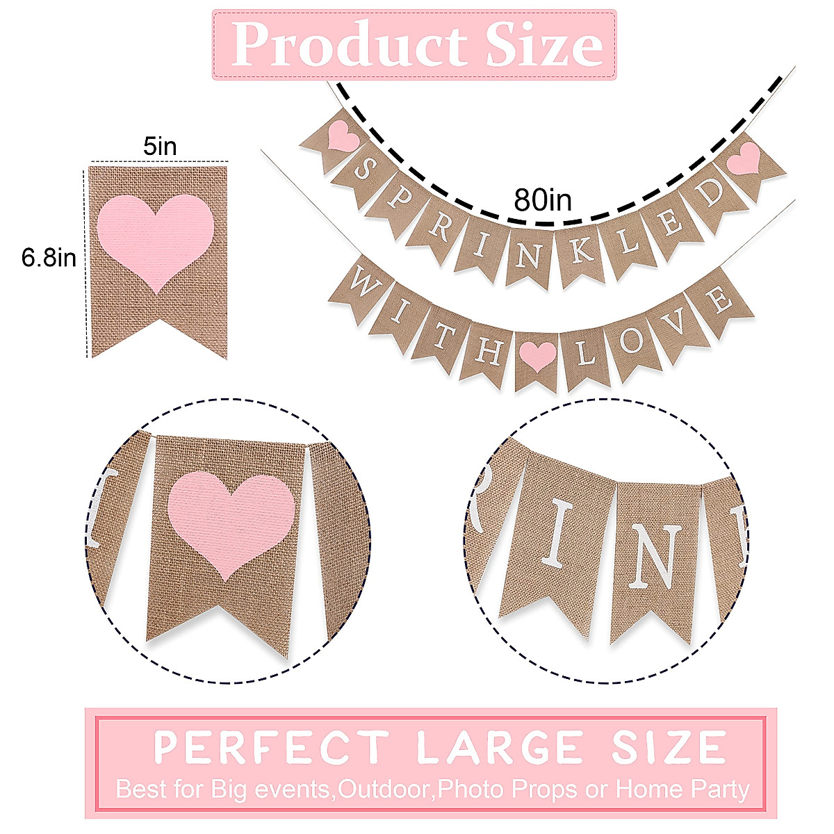 Sprinkled with Love Burlap Banner - Burlap Baby Shower Banner , Sprinkled with Love Baby Shower Decorations , Baby Sprinkle Banner, Sprinkled With Love Sign, Rustic Girl Boy Shower Burlap Banner , Photo Decoration Props