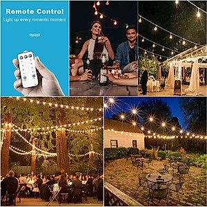 Lightdot 48ft Outdoor Light String with Remote, LED Remote Control String Lights with 16 pcs Dimmable Shatterproof 1W Bulbs, 2200K Commercial Grade Hanging Light for Patio Backyard Christmas Decor