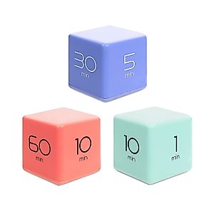 mooas Cube Timer Coral (10, 30, 50 and 60 Minutes) & Violet (5, 10, 20 and 30 Minutes) & Mint (1,3,5 and 10 Minutes) Bundle, Timer for Studying, Cooking, Workout, Kidstimer