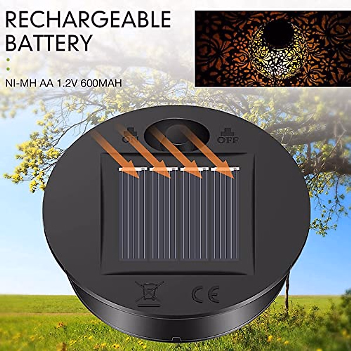 Solar Light Replacement Part 2 Pack /4 Pack Solar Panel Lantern Lid Lights, Lantern Light Replacement, Outdoor Solar Replacement Parts for Outdoor Hanging Solar Lanterns Garden Patio Decor(6pcs)