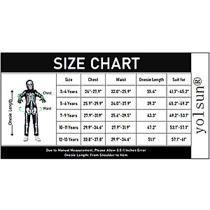 yolsun Skeleton Costume for Kids, Glow in The Dark, Halloween Fearsome Costume(12-13 Years)