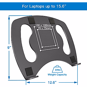 Laptop Tray Steel Notebook Holder for Monitor VESA Mount Stand Fits VESA 100x100 mm Mounting Holes with M4 Screws, 22lbs Capacity with Vented Cooling Platform