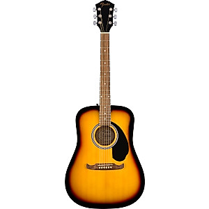 Fender FA-125 Dreadnought Acoustic Guitar - Sunburst Bundle with Hard Case, Tuner, Strings, Strap, Picks, and Austin Bazaar Instructional DVD