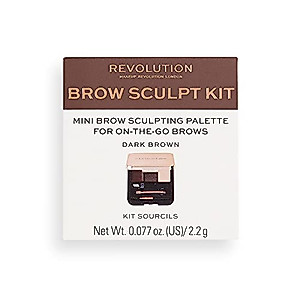 Makeup Revolution Eyebrow Kit, Brow Palette For Sculpting The Perfect Brows, Vegan & Cruelty-Free, Dark, 0.077oz/2.2g