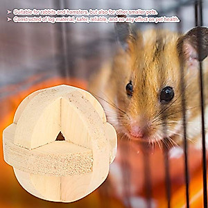 Dioche Hamster Wood Ball, Hamster Toy, Reliable 6cm / 2.4in Practical Interactive Toy Pets Hamster for Small Pet Reptiles