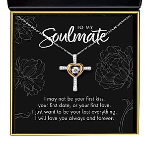 Aphrodite’s To My Soulmate Dancing Crystal Heart Cross Necklace Gift Set, Wife Birthday Gifts from Husband, Gift for Her, Girlfriend Valentine’s day Christmas, Anniversary Gift for Wife