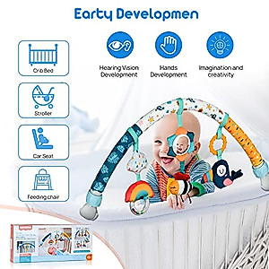 Baby Stroller Arch Toys, Mobile for Bassinet Crib, Detachable Activity Musical Animal Arch Toys with Rattles BB Squeaker Teether (Sky)