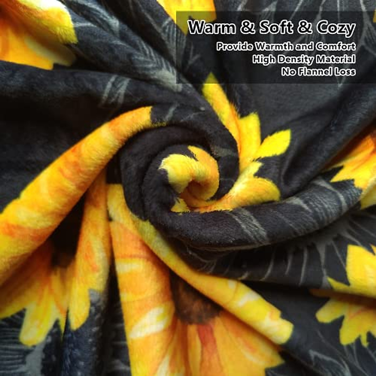 Sunflower Blanket Super Soft Warm Sunflower Throw Blanket - Lightweight Cozy Flannel Flower Throw Blanket Bed Couch Sofa Office Decor, Gift for Girls and Boys Women and Man 50"x40"