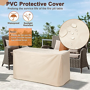 Tangkula 42 Inch Propane Fire Pit Table, Patiojoy 60,000 BTU Outdoor Rectangle Gas Fire Table with Ceramic Tabletop, Lava Rocks & PVC Cover Included, Auto-Ignition Propane Heater for Backyard, Patio