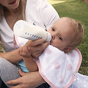 Ziggy Baby Muslin Burp Cloths, Burpy Bib Set (3 Pack) Pink Peony, Heart and Buffalo Plaid