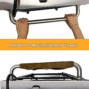 PARTAKER Movable Pizza Oven Trolley/BBQ Grill Cart with 2 Swivel Casters 2 Wheels, Double-Shelf Dining Serving Cart Table, Kitchen Pre-Station Island Countertop Work Bar, L 28-3/4" by W 19-1/2"