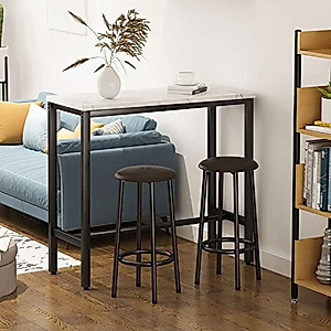 LinkRomat Bar Table Set, 3 Piece Modern Kitchen Pub Table, Small Dining for 2, and Chairs, Height with 2 Round Stools, Room Set Space, White, 39.4 x 15.8 35.4''