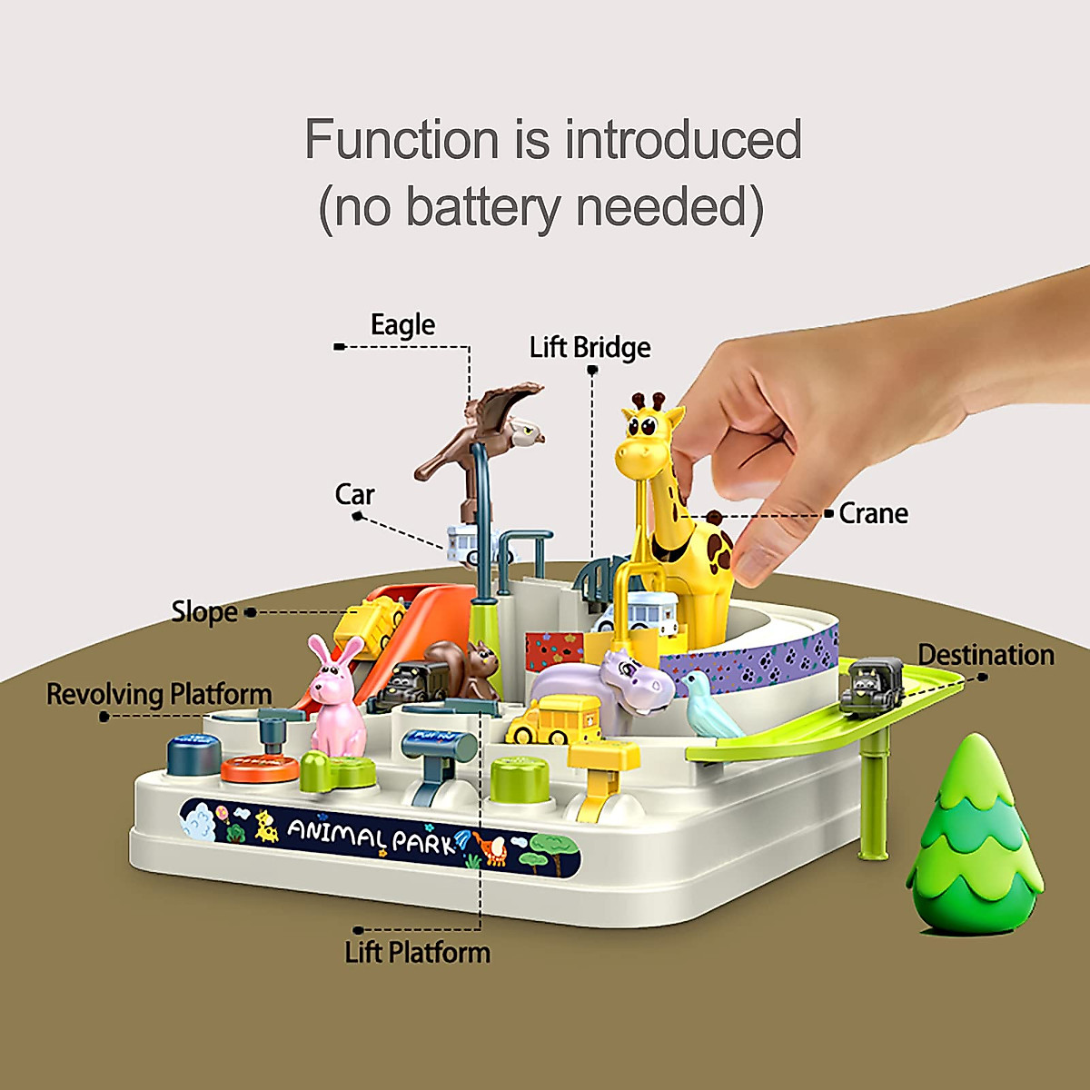 Ferthor Fun Car Rescue Adventure Toys Kids Car Toys for Boys Race Tracks for Toddler Zoo Ramp Vehicle Race Car Game Educational Kids Toys for 3 4 5 6 Year Old Boys（3 Mini Cars）