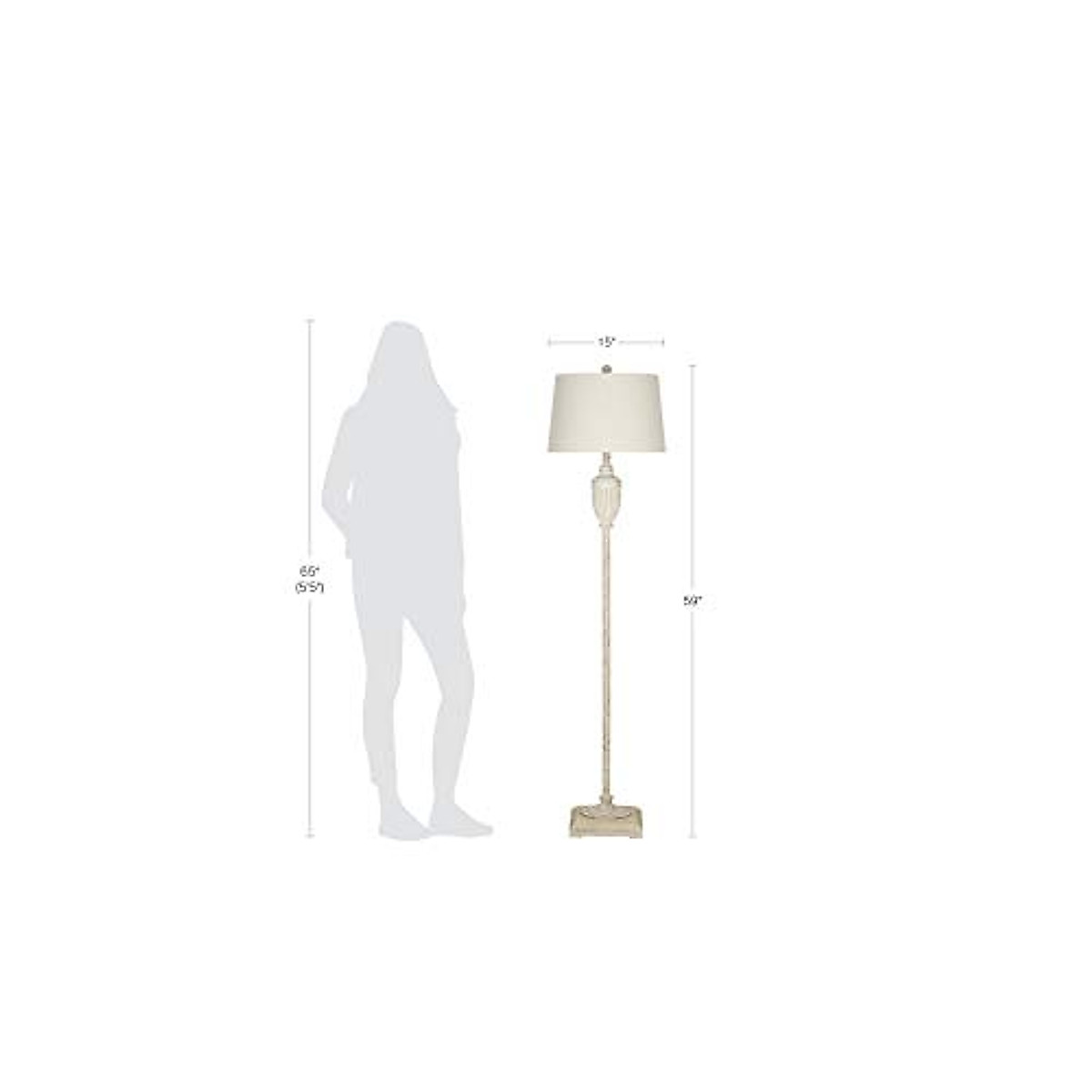 Catalina 22798-000 Rustic Farmhouse Faux Wood Urn Floor Lamp, 59", Distressed White