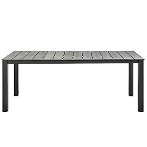 lm Modway Maine 7-Piece Aluminum Dining Table and Chair Outdoor Patio Set in Brown Gray