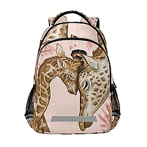 Vozoza Giraffes Animal Backpack for Girls Kids Boys School Bookbags,Student Laptop Backpack Carrying Bag Casual Lightweight Travel Sports Day Packs