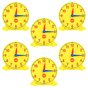 edxeducation Student Clocks - Set of 6 - Clock for Kids Learning to Tell Time - Analog Clocks with Movable Hands to Teach Children Minute and Hour Relationships