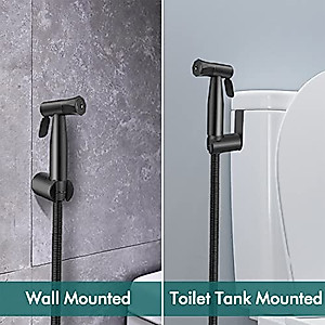 【Upgrade】Brass Handheld Bidet Sprayer for Toilet–Premium Stainless Steel Handheld Bidet Attachment for Toilet with 2 Water Adjustment, Perfect for Intimate Care, Cloth Diapers, Toilet Cleaner (Black)