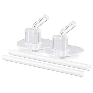 THERMOS FUNTAINER 12 Ounce Stainless Steel Vacuum Insulated Kids Straw Bottle, Dinosaurs & Replacement Straws for 12 Ounce Funtainer Bottle, Clear, 1 Pack