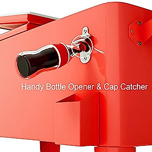 Giantex 80 Quart Rolling Cooler Cart, Steel Patio Cooler with Locking Wheels, Bottle Opener, Drain Plug, Outdoor Beverage Bar Cooler Trolley Ice Chest for Party Cookouts Backyard BBQ (Red)