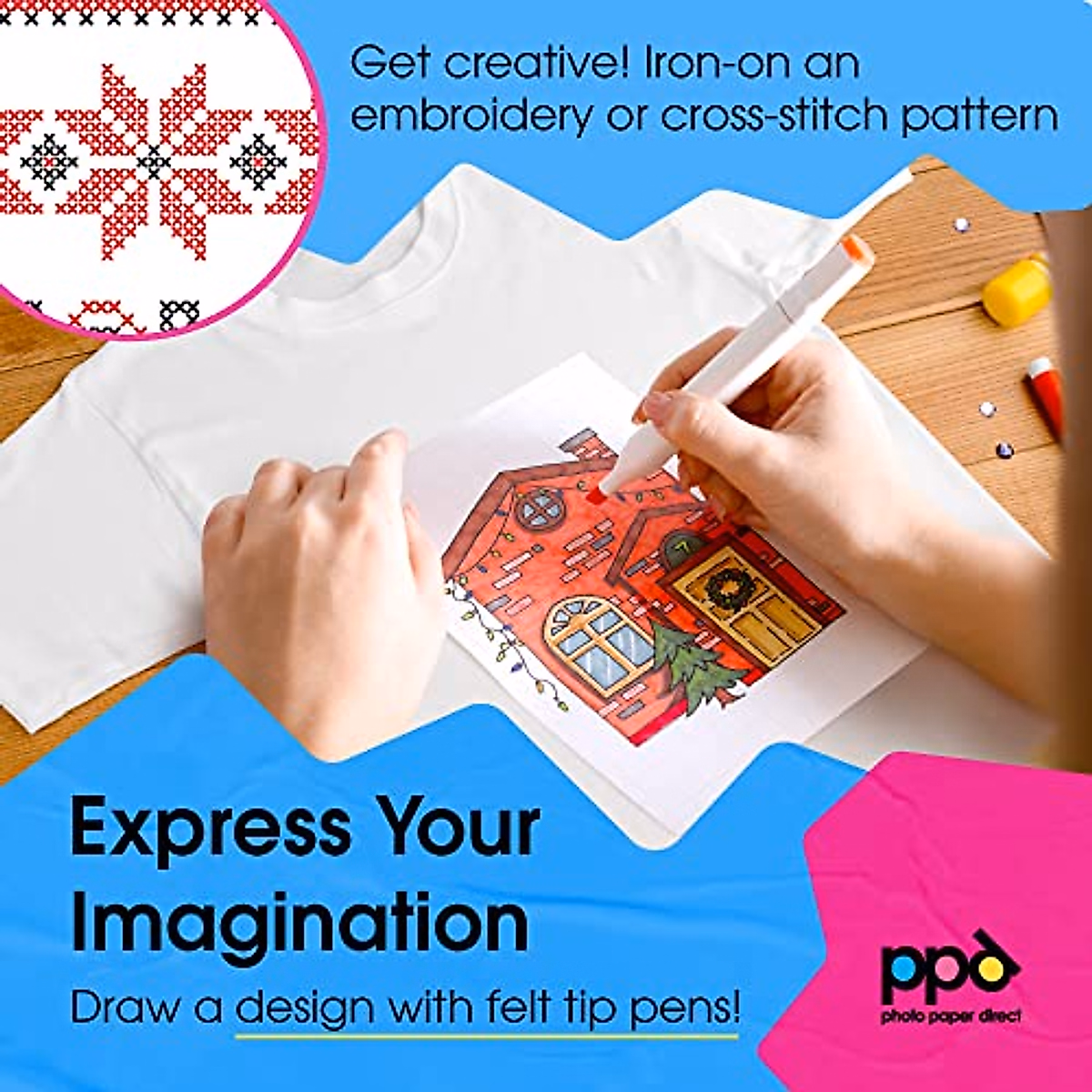 PPD Inkjet Premium Iron-On Light T Shirt Transfer Paper LTR 8.5x11" Pack of 100 Sheets (PPD001-100)