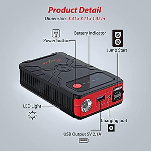 Battery Jump Starter, Rosfim 1500A Portable Car Jump Starter Pack (Up to 6.5L Gas or 4.0L Diesel Engine) 13800mAh Car Starter with LED Flashlight 12V Lithium Portable Car Battery Booster Pack