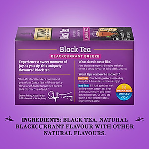 Twinings of London Premium Blackcurrant Breeze Black Tea, Strong and Distinctive Black Tea, Sweet and Tangy Black Currant Tea Taste, 20 Tea Bags