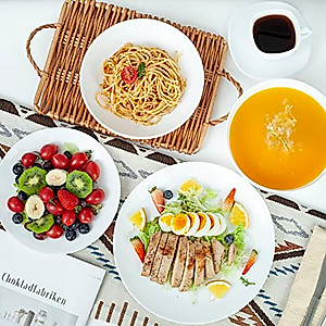KITOECOFR 22Oz Pasta Bowls Set of 8, Eco-Friendly Made Bowl Plates Suit for Pasta Salad Soup Dinner, Winter Frost White