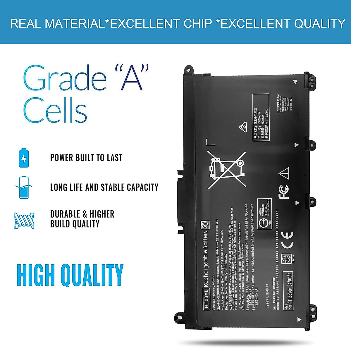 Uziyockn HT03XL L11119-855 Battery for HP Pavilion 14-CE 14-CF 14-DK 14-CM 14-DF 15-CS 15-DA 15-DB 15-DW 17-by 17-CA 14-DQ 15-CW 15-EF 14-FQ L11421-542 L11421-2C2 HT03041XL HSTNN-UB7J HSTNN-DB8R