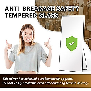 Dolonm 65x22 Inch Full Length Mirror, Modern Design Standing Floor Mirror, Full Body Mirror for Living Room, Bedroom, Bathroom, Cloakroom, Hallway, Black(Aluminum Alloy Frame)