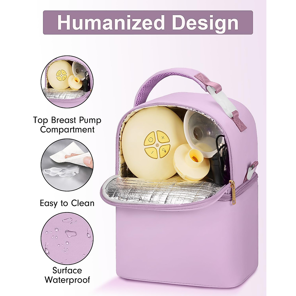 Mancro Breastmilk Cooler Bag with Ice Pack Fits 6 Baby Bottles, Insulated Baby Bottle Bag with Double Laye Design, Bottle Cooler for Baby Milk Suitable for Nursing Mom Daycare, Purple