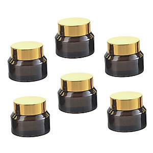 Lurrose 6pcs Travel Mini Jars Samples Face Brown Ml Facial Glass Leak-proof Up Balms Lids Refillable Jar for Cream Containers Clear Creams Makeup Round Eye Small Jewelry Lip Size