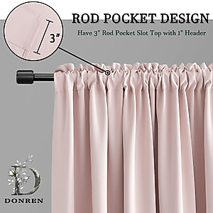 Blush Pink Curtains 80 Inches Long - 2 Panels Blackout Curtain Panels/Drapes for Girls Kids Bedroom Decor - Baby Pink Room Darkening Thermal Insulated for Baby Nursery W 52" x L 80"