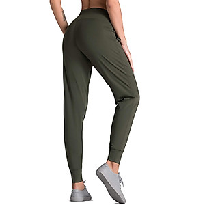 Dragon Fit Joggers for Women with Pockets,High Waist Workout Yoga Tapered Sweatpants Women's Lounge Pants (Medium, Joggers78-Dark Olive)