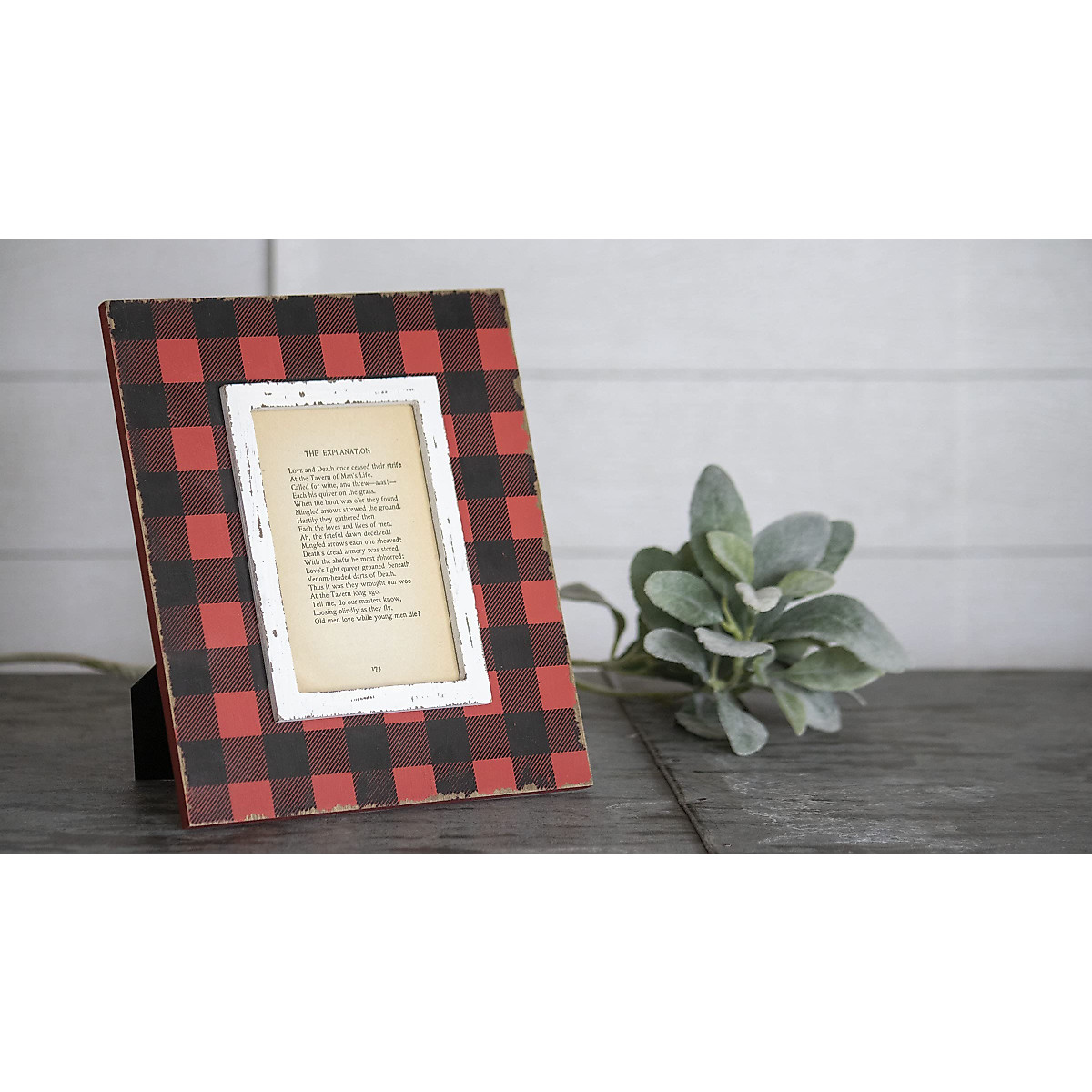 Foreside Home & Garden Red Buffalo Plaid 4x6 Inch Wood Decorative Picture Frame