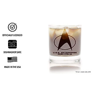 STAR TREK The Next Generation Command Badge Etched Rocks Whiskey Glass - Officially Licensed, Premium Quality, Handcrafted Glassware, 11oz - Perfect Collectible Gift for Series Lovers & Special Events